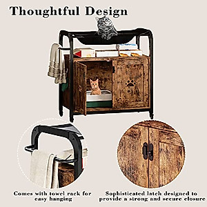 IRONCK Litter Box Enclosure with Cat Bed, 33" Large Cat Litter Box Furniture Hidden with Storage and Wheels, Easy Assembly, Cat House, Fit Most of Litter Box, Vintage Brown