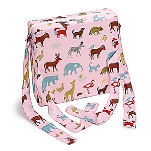 Sumnacon Chair Increasing Cushion - Baby Toddler Kids Infant Portable Dismountable Highchair Booster Cushion Washable Thick Chair Seat Cloth Strap(Pink Animal)