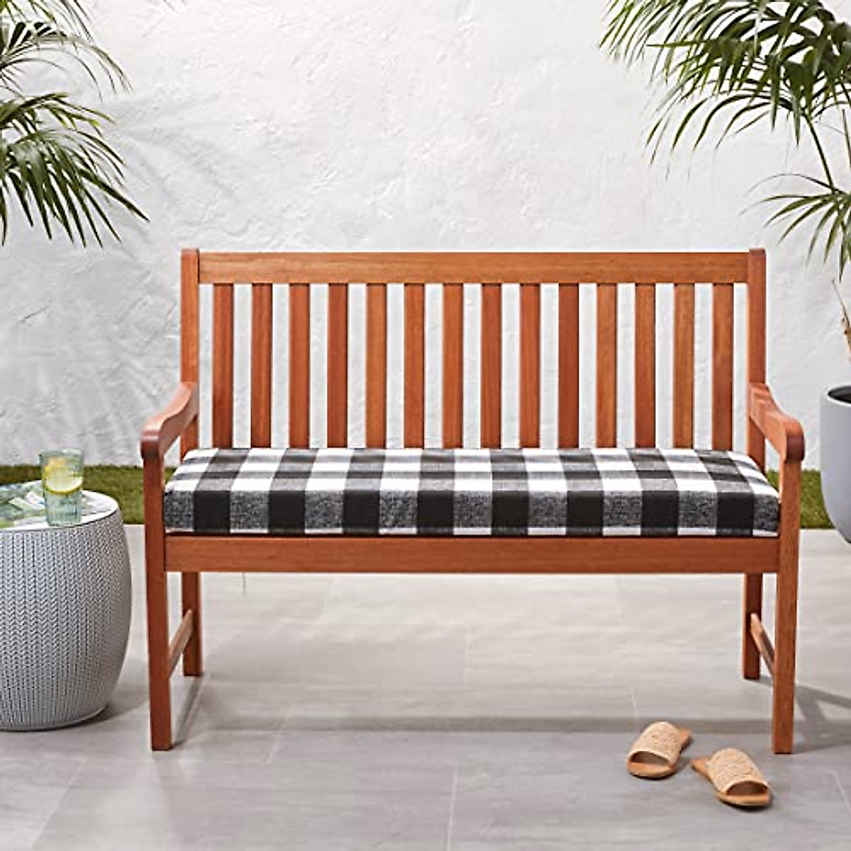 Pillow Perfect Outdoor/Indoor Anderson Matte Bench/Swing Cushion, 1 Count (Pack of 1), Black