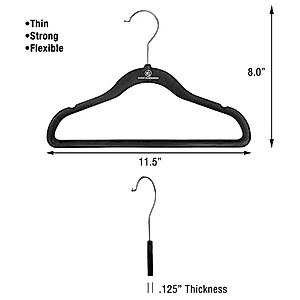 Kids Velvet Hangers, Sturdy and Space Saving Hangers. Black. 50 Pack
