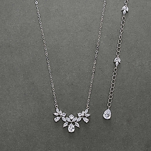 SWEETV Cubic Zirconia Wedding Bridal Backdrop Necklace for Brides, Crystal Dainty Back Necklace, Body Chain Jewelry for Women Prom, Silver