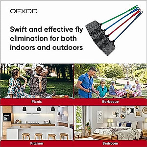 Rubber Fly Swatter, Long Fly Swatter Pack Pest Control, Fly Swatter Heavy Duty, Assorted Colors Beautiful (8 Pack)