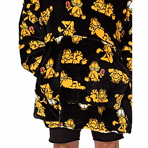 Garfield Oversized Blanket Hoodie Adults Mens Womens Wearable Fleece One Size Black