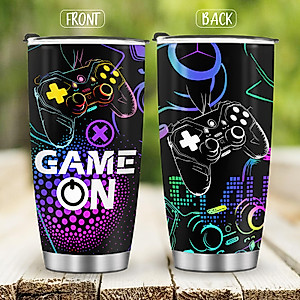 Jekeno Gamer Mug Tumbler Boys Gifts - Gaming Gamepad Presents for Kids Teens Men Son Dad Boyfriend Husband Father Easter Birthday Christmas Video Game Controller Cup 20oz Stainless Steel