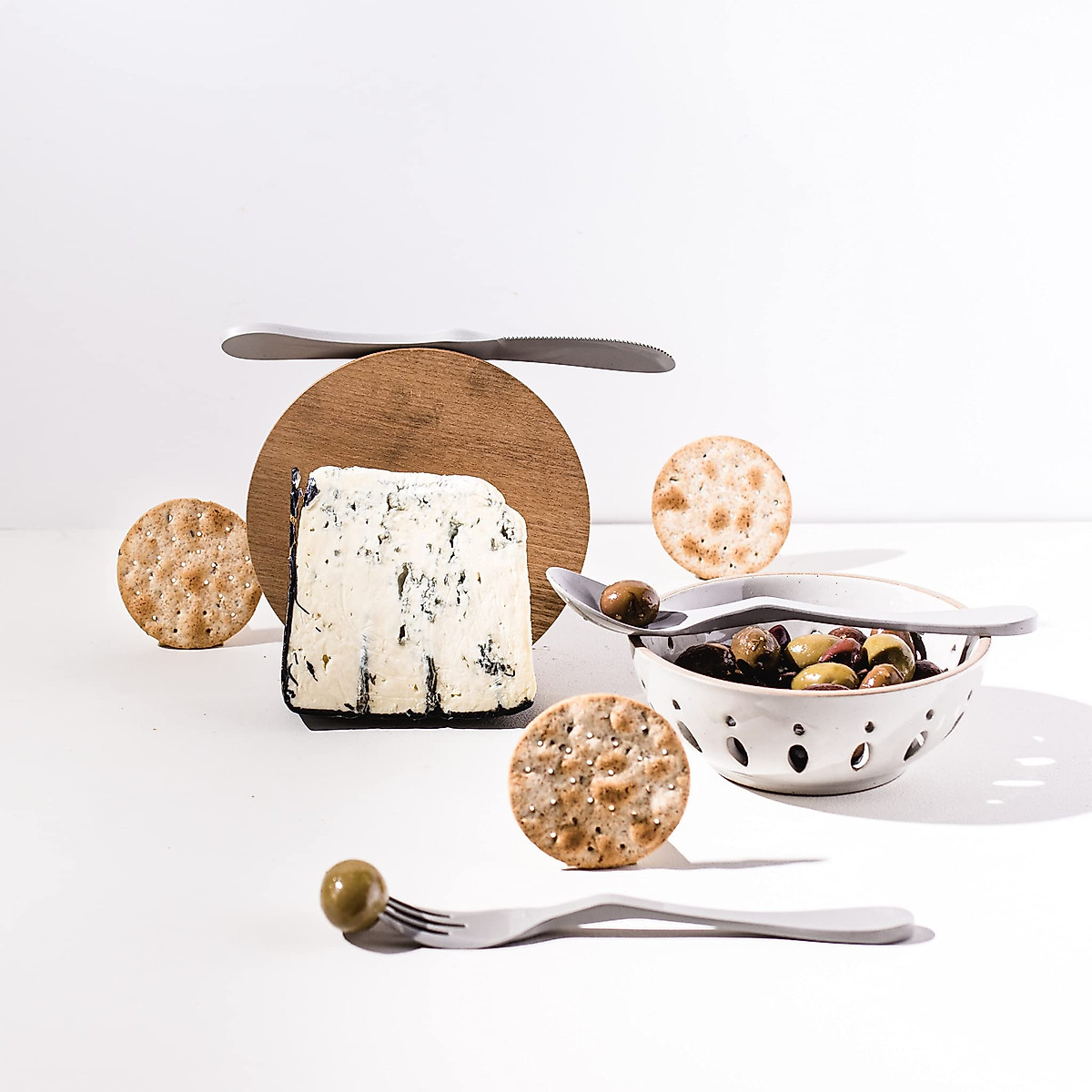 KNORK Eco 24 Piece (Fork, Knife, Spoon) Plant Based CutleryBamboo Reusable Flatware Set, Gray