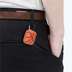 NJJEX AirPods Case, AirPods PU Leather Hard Case, Portable Protective Shockproof Earphone Accessories Cover w/Carabiner/Keychain Compatible for Apple AirPods 1/ Airpods 2 Charging Case [Basketball]