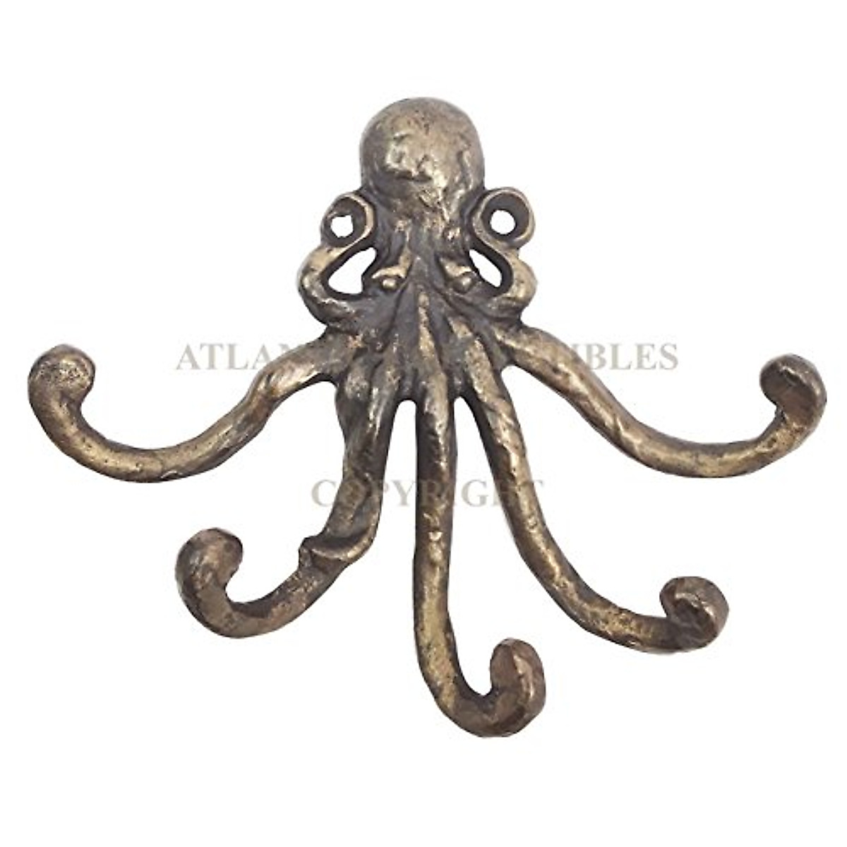 Coastal Marine Ocean Sea Giant Octopus Kraken Wall Mount Iron Coat Key Hook Hanger Treasures of Caribbean Islands