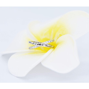 YMHOP I Am Enough Ring Sterling Silver Criss Cross CZ Ring for Women Size 5