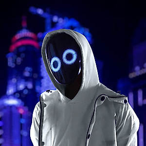 Face Transforming LED Mask - Electronic Changing Facial Cover with Bluetooth App, Programmable & Customizable Lighting Effect (AA -BATTERIES)