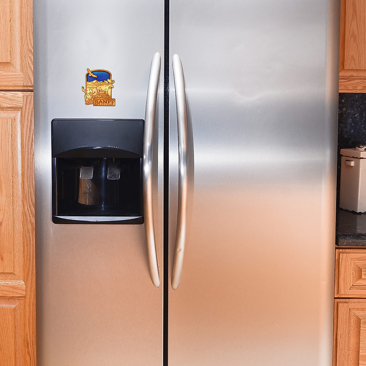 Banff National Park Souvenir Magnet, Collectible Wood Carved Canadian Magnets for Fridge, Whiteboard, Vacation Keepsake, 3 Inches