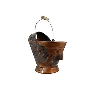 Coal Hod Bucket - Distressed Brass - Decorative Appeal - for Fireplace & Pellet Stove Ashes - Easy Hopper Filling - Lightweight