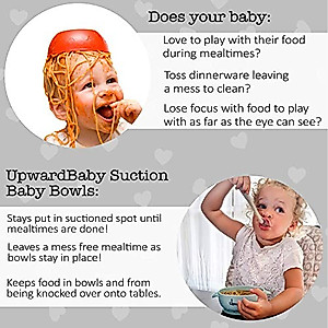 UpwardBaby Suction Baby Bowl and Led Weaning Spoon Set : The Perfect First Stage Feeding Set for Babies and Toddlers