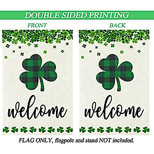 Welcome St Patricks Day Garden Flag 12.5x18 Inch Double Sided, Spring Holiday Farmhouse Yard Outdoor Decor