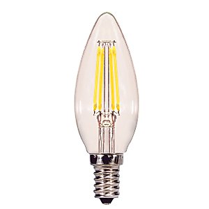 Satco 21708-4.5W B11 LED Clear Candelabra base 2700K 350 Lumens 120V 3-Pack Blunt Tip LED Light Bulb