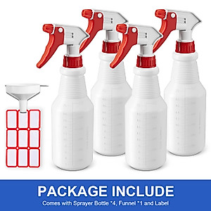 Bealee Plant Mister Spray Bottle (3 Pack, 16 oz), Plastic Empty Sprayer Bottles, Refillable Mist & Stream Water Misting Sprayer for Planting, Cleaning Solutions, Hair Care, Pet, BPA Free