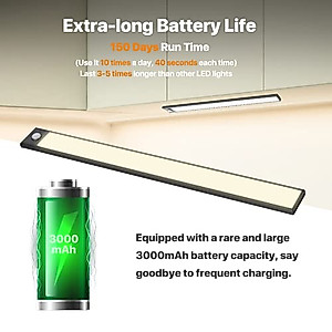 Aipolloo Under Cabinet Lighting Motion Sensor Dimmable Closet Light, 69-LED Under Counter Lights 3000mAh Wireless USB Rechargeable Magnetic Stick-On Night Light for Kitchen, Wardrobe, Cupboard
