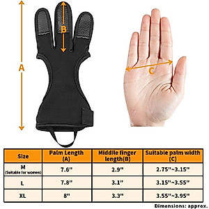 Bear Archery Leather 3 Finger Traditional Archery Shooting Glove, Large, Black, (ASG101L)
