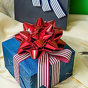 WRAPAHOLIC Metallic Christmas Red Gift Bow Assortment (12 Bows) for Birthday, Wedding, Christmas, Baby Shower, Bridal Showers