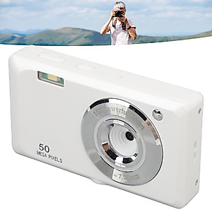 4K Digital Camera, 50MP Selftimer 16X Zoom Small Camera for Teens Face Detection with Cord for Photography (Silver)