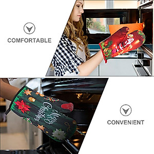 Didiseaon 2 Sets of Christmas Oven Mitts Pot Holders Set Microwave Gloves Bbq Grill Oven Gloves Heats Resistant Hot Pads for Xmas Holiday Cooking Baking Supplies