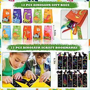 168Pcs Dinosaur Birthday Party Favors, Dino Party Favors Include Masks Bubble Stamps Hatching Eggs Bags Craft Bookmarks DIY Stickers Slap Bracelets for Dinosaur Birthday Party Decorations Supplies