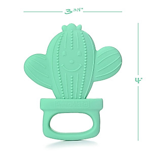 PrimaStella Silicone Cactus Teethers for Infants, Babies and Toddlers - Safety Tested - BPA Free - Cute, Soothing, Easy to Hold - Baby Teether Toy Set of 2 - Green & Neo Mint