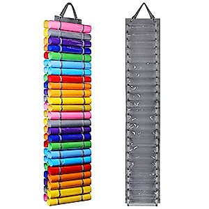 AROUY Vinyl Storage Organizer - Vinyl Roll Holder Wall Mount/Over The Door, Craft Vinyl Storage Rack, Hanging Organizer Storage with 48 Roll Compartments (48 - Gray)