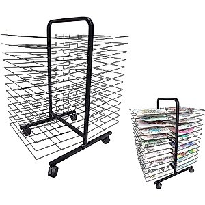 CENAP Art Drying Rack, 26 Tier Mobile Classroom Drying Rack with Wire Rack for Art Studio and Home Use, Drying and Printing Rack
