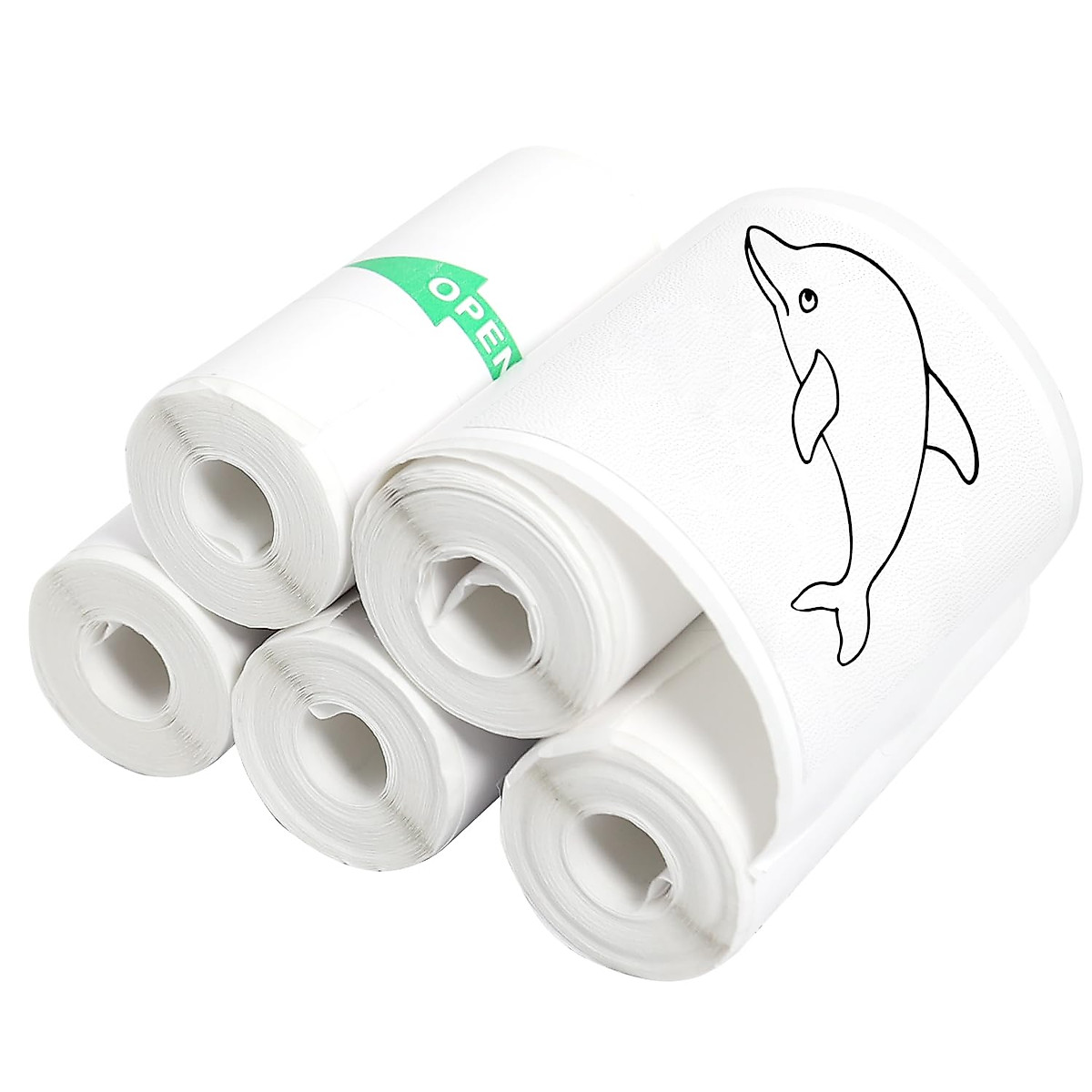 5 Rolls of Thermal Adhesive Sticker Paper by KozyOne, 57 x 25 mm Coreless Inkless Black and White Print Paper for Mini Thermal Printer, Cash Register, POS Receipt and More