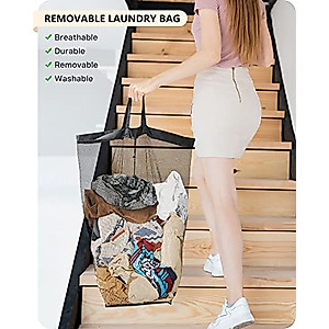 SOLEDI Laundry Hamper with Lid - 100L XL - Large Laundry Basket with Removable Bag, Collapsible Laundry Baskets, Convenient Storage - Hampers for Laundry for Bedroom, Bathroom, Closet, Dorm, Off-White