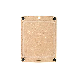 Epicurean All-In-One Cutting Board with Non-Slip Feet and Juice Groove, 14.5" × 11.25", Natural/Black