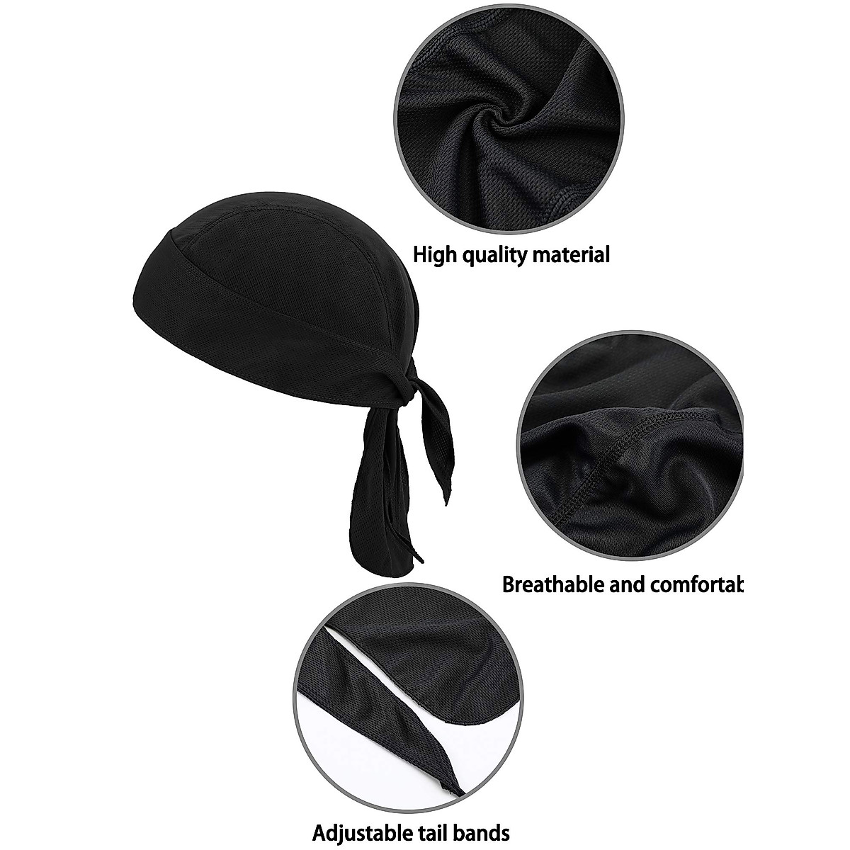 6 Pieces Sweat Wicking Beanie Cap Helmet Liner Skull Cap Breathable Cycling Head Wrap for Women Men Outdoor Activities (Black)