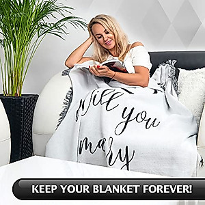 Will You Marry Me Woven Blanket Throw Soft Fleece - Proposal Decoration Tapestry Blanket - Engagement Photo Shoot Marry Me Blanket - 51x71 inches
