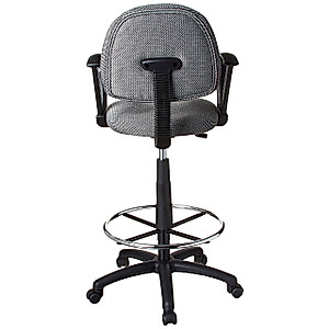 Boss Office Products B1617-GY Ergonomic Works Drafting Chair with Loop Arms in Grey