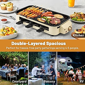 SUEWRITE Electric Smokeless Indoor Grill, Electric Grill Non-Stick Cooking Removable Plate, Portable Korean BBQ Grill with Removable Temperature Control, Dishwasher Safe, 1500W