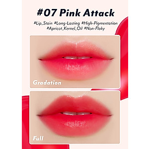 I'M MEME Water Gel Tint - Color Key Ring | Gift, Highly-pigmented, Long Lasting, Travel-Friendly, Lip Stain, 07 Pink Attack, 0.09 Oz