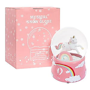 Unicorn Snow Globe for Kids - Christmas Snow Globes for Girls, Music Snowglobe for Women Daughter Granddaughter, Pink Valentine Gift for Mom Granddaughter Sister Birthday Presents