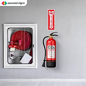 Fire Extinguisher Sign Sticker - 12 Pack - 4" X 12" - 5 Mil Vinyl - Bright Red White Colors - Durable Self Adhesive, Weatherproof, UV Protected - Ideal for Inside Office or Boat