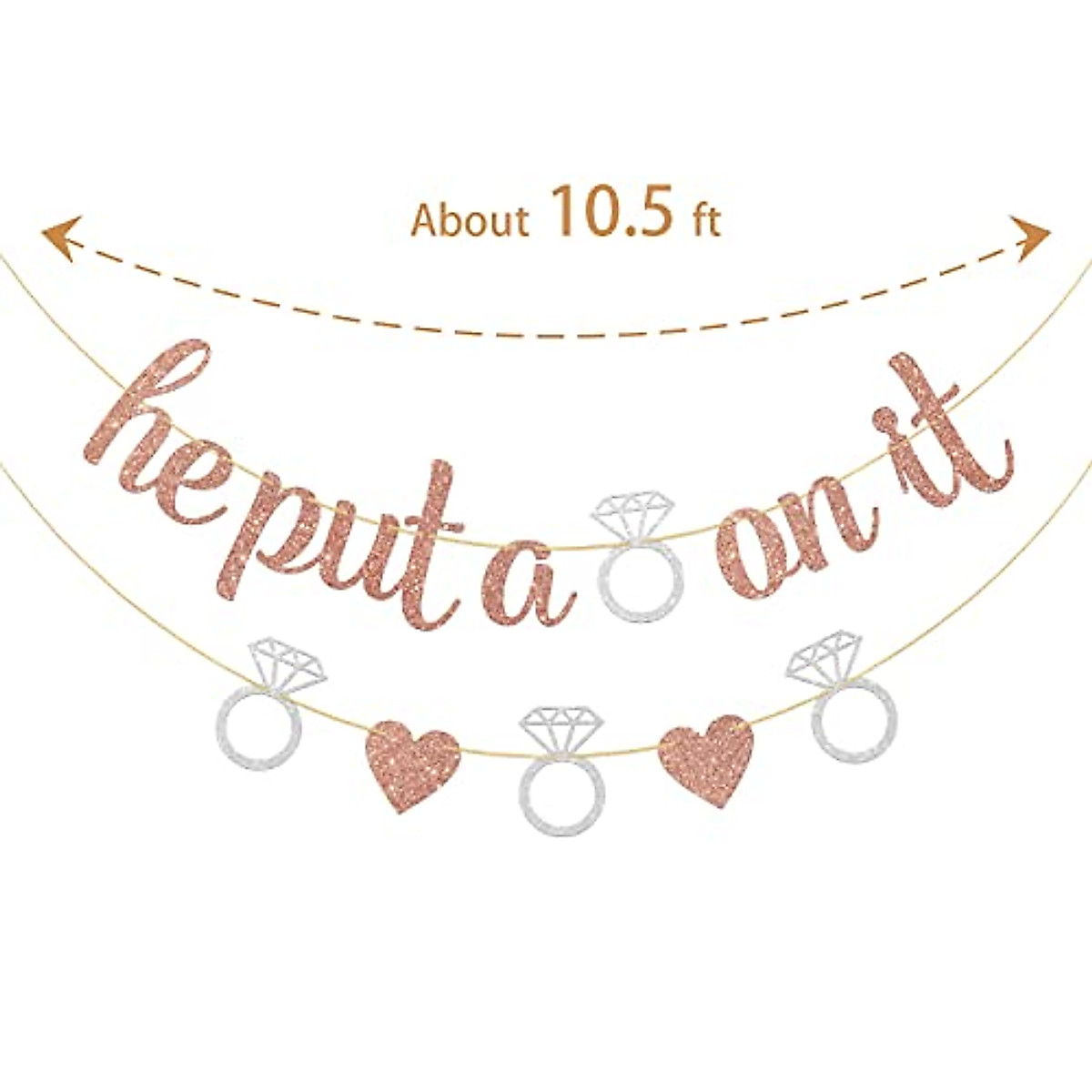 Dalaber Rose Gold Glitter He Put a Ring on It Banner - Engagement/Wedding/Bridal Shower/Bachelorette Party Decorations