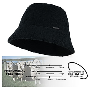 Black Fuzzy Bucket Hat for Women - Winter Faux Fur Bucket Hat - Fluffy Sherpa Bucket Hats for Women