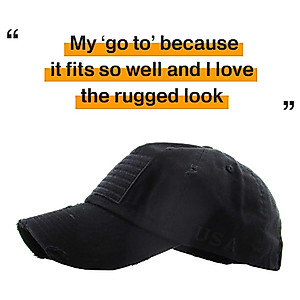 KBVT-209 BLK Tactical Operator with USA Flag Patch US Army Military Baseball Cap Adjustable