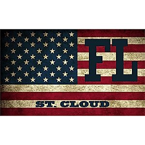 (x3) 2x3 inch Stickers | Reflective St. Cloud FL Florida Osceola County Vintage US Flag Sticker Graphic - Construction Toolbox, Hardhat, Lunchbox, Helmet, Mechanic, Luggage