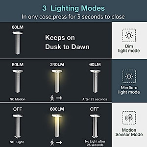 Lustrlach Solar Pathway LED Lights 24in,Motion Sensor Solar Landscape Lighting Outdoor Waterproof,Modern Bollard Lights Garden Lamp Stainless Steel 3000K for Walkway,Driveway,Step, Patio