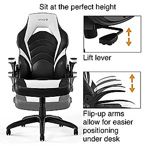 STAPLES Emerge Vortex Bonded Leather Gaming Chair, Black and White, 2/Pack (58294-Ccvs)