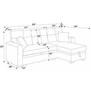 Oadeer Home Pull-Out Sofa Bed Sectional, Blue