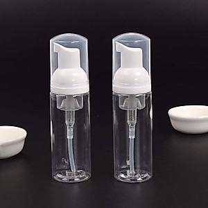 RAYNAG 2 Pack Foam Pump Bottles Foamer Bottle Mini Travel Size Soap Dispenser Mini Clear Bottles Plastic Pump Bottle, 50 ml/1.7 oz