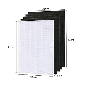 WuYan 4pcs Air Purifiers Part Carbon Front Filter and 1 Main HEPA Filter for Winix 115115 5300 5500 630