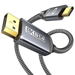 USB C to DisplayPort 1.4 Cable WARRKY 6FT | 8K@60Hz, 4K@240Hz | Stable Gold-Plated | Aluminum Type-C to Display Port (DP) Cord, Thunderbolt 4/3 Compatible for iPhone 15 Pro, MacBook Pro/Air, iPad, XPS