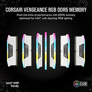 CORSAIR VENGEANCE RGB DDR5 RAM 32GB (2x16GB) 6000MHz CL36-36-36-76 1.35V Intel XMP Desktop Computer Memory - White (CMH32GX5M2D6000C36W)