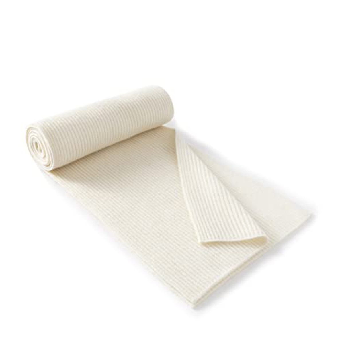 Lallier Cashmere Wool Scarf, Ultra Soft Classic Ribbed Solid Color Winter Scarf for Men and Women with Gift Box, Cream White